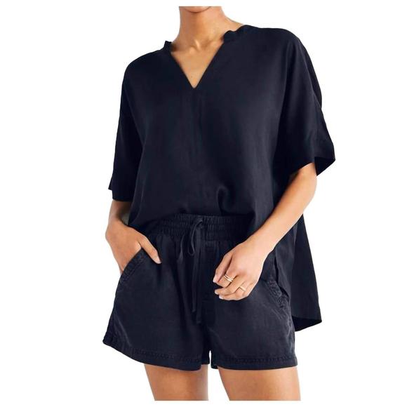 Splendid | Tops | New Splendid Winnie Short Sleeves Lyocell Top In Navy | Poshmark